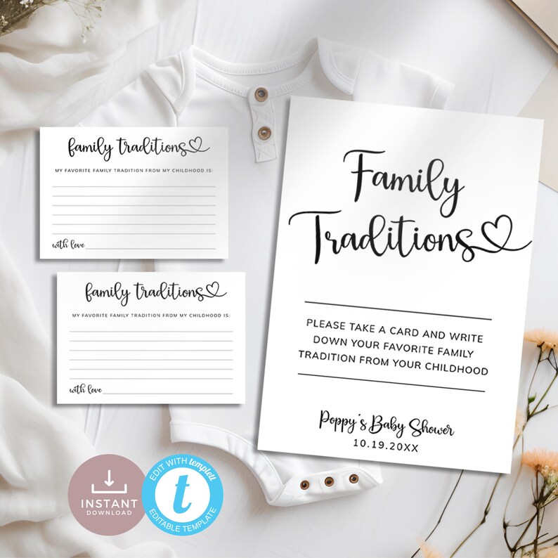 Family Traditions Baby Shower Templett, Favorite Family Traditions Game ...