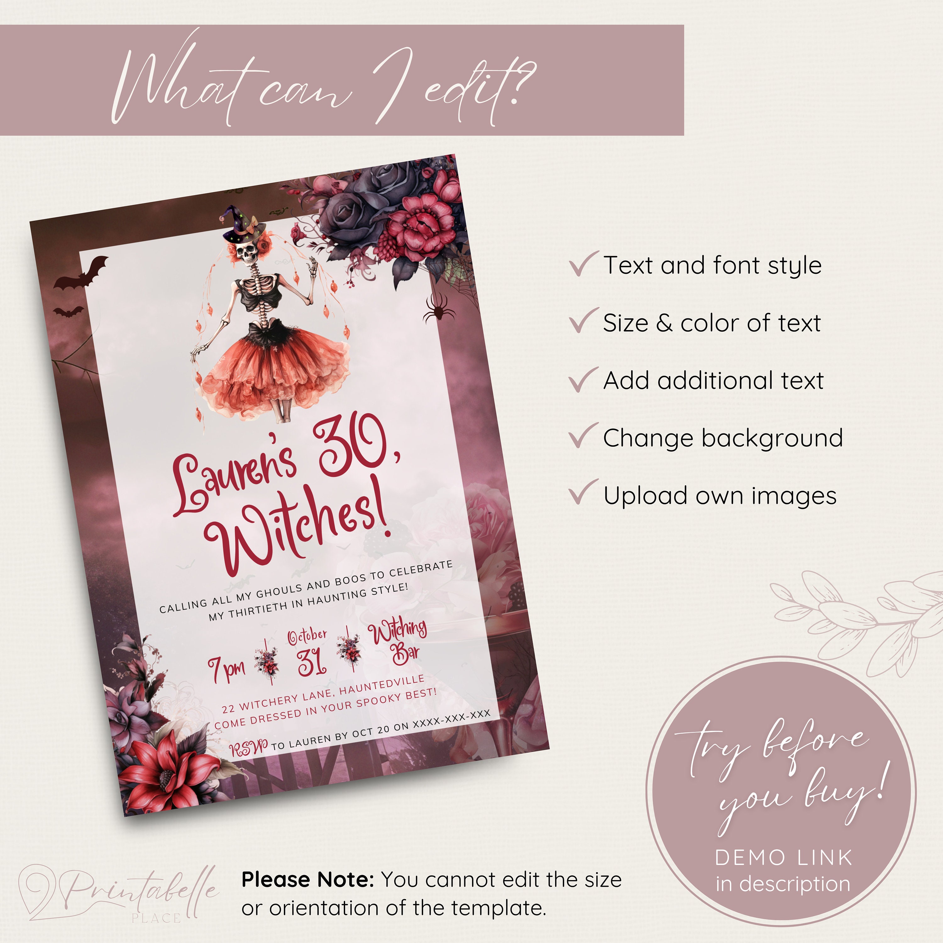 30th Birthday Electronic Invitation Halloween Themed, I'm 30 Witches ...