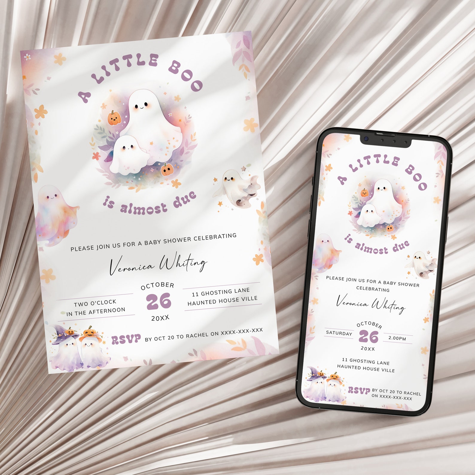 A Little Boo is Almost Due Invitation, Halloween Baby Shower Invite ...