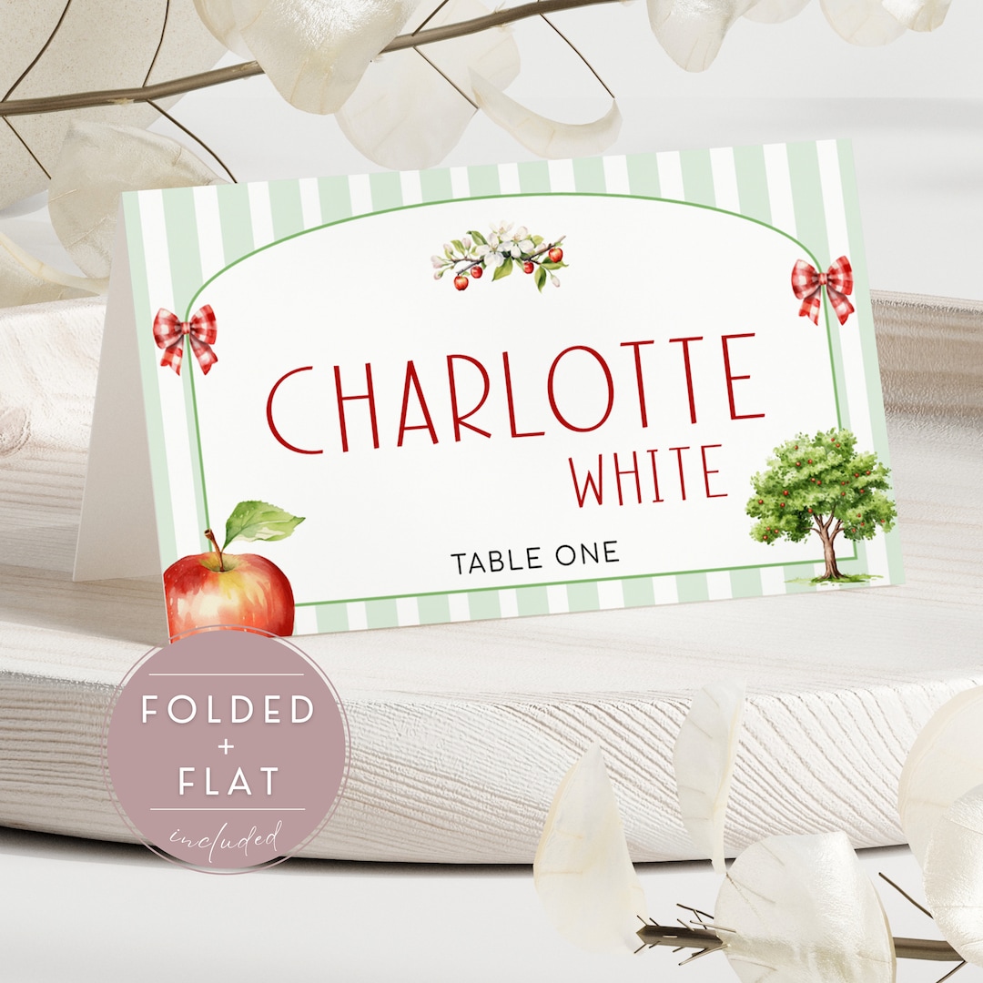 Apple Themed Place Card Template, A Little Apple Tree Name Card, Baby ...