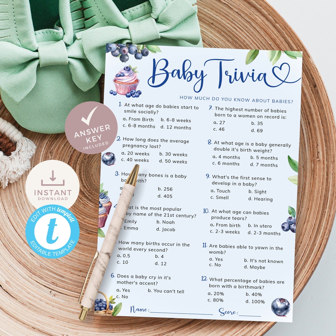 Blueberry Baby Shower Trivia and Answers, Berry Sweet Baby Shower Game ...