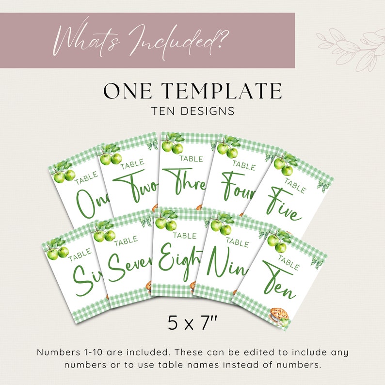 Apple Themed Table Number Signs Template, Apple of Our Eye Baby Shower ...