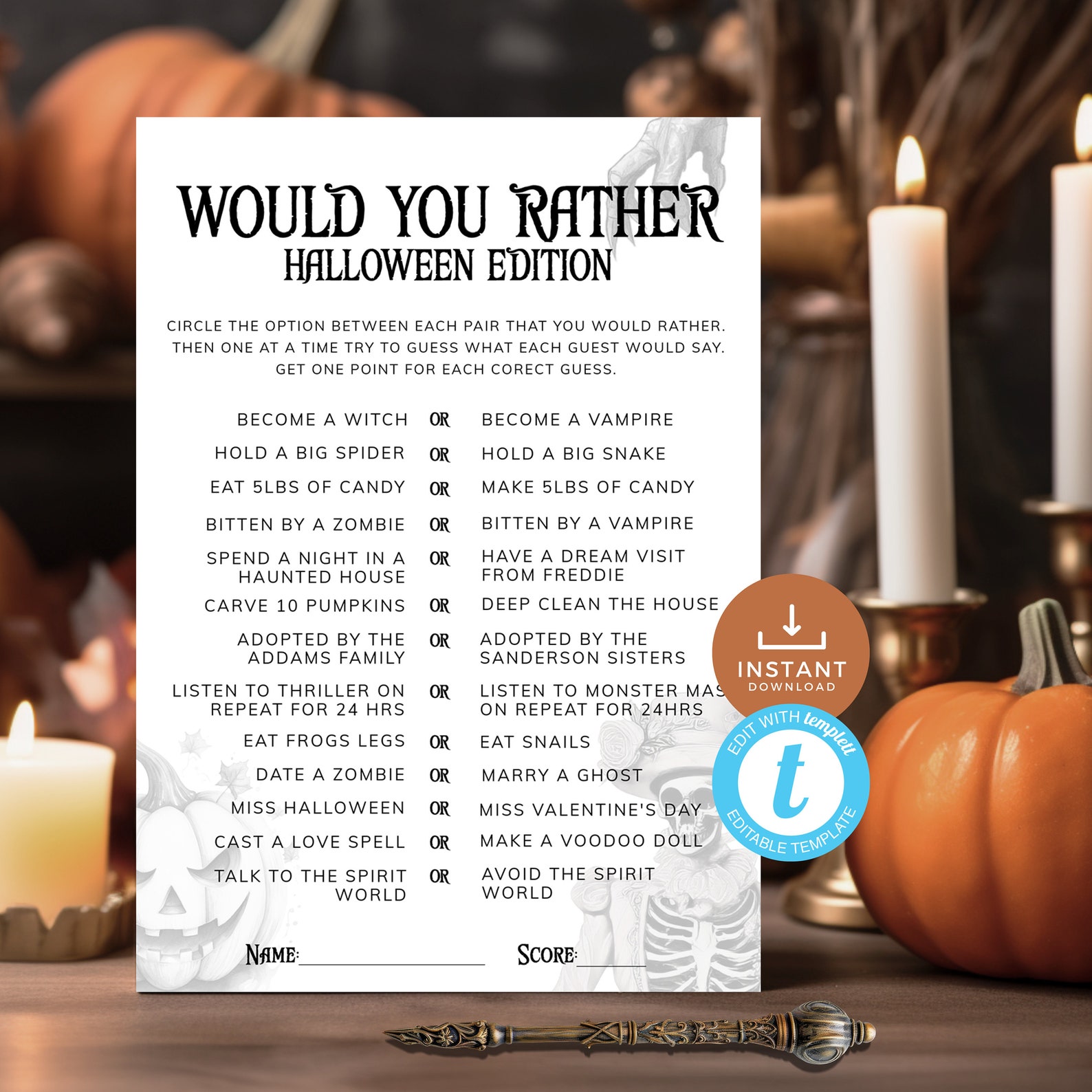 Halloween Themed Would You Rather Game, Spooky This or That Activity ...