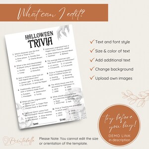 Halloween Trivia Game Printable, General Knowledge on Spooky Season ...