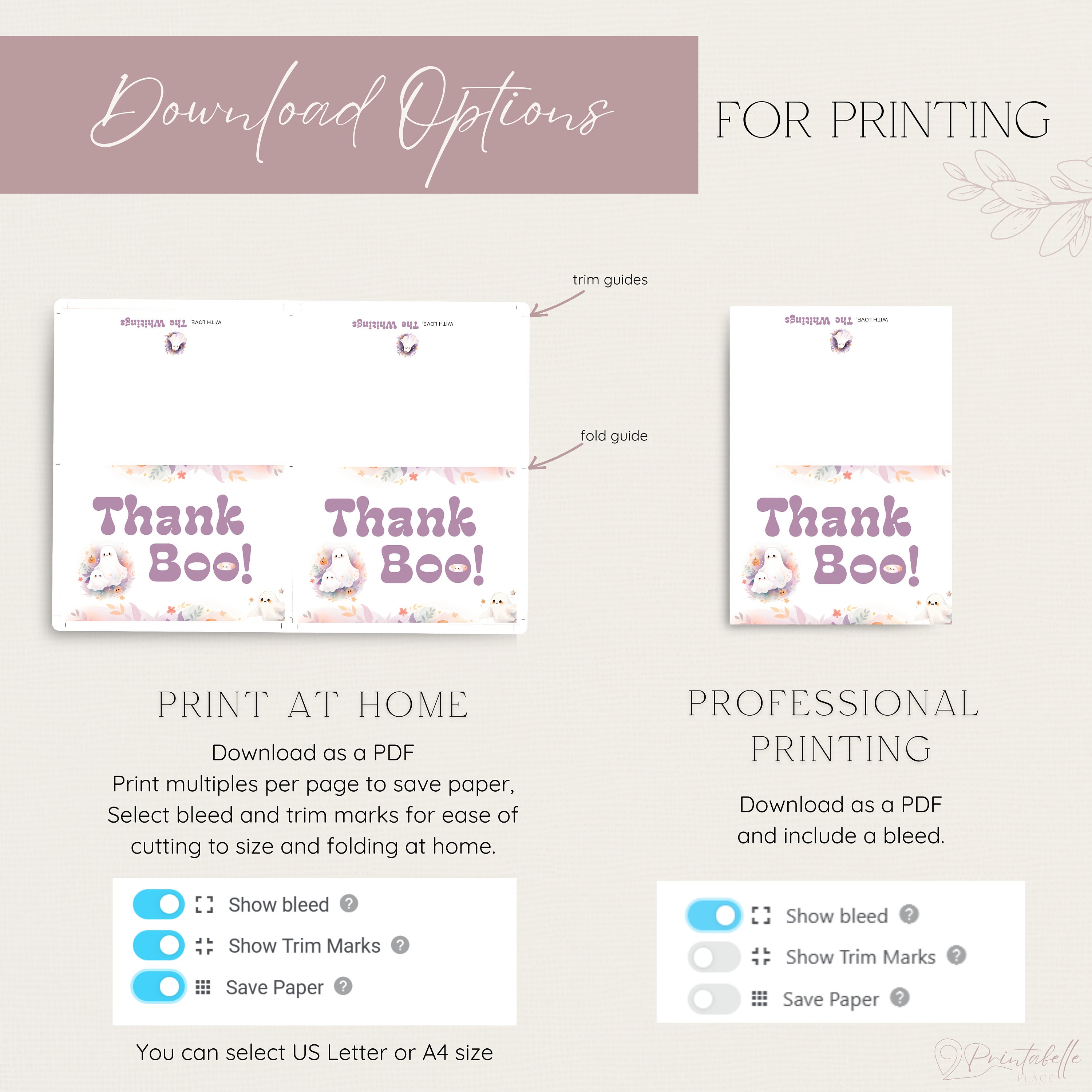 Thank Boo Card Tent Fold, Halloween Themed Thank You Card, Pastel ...