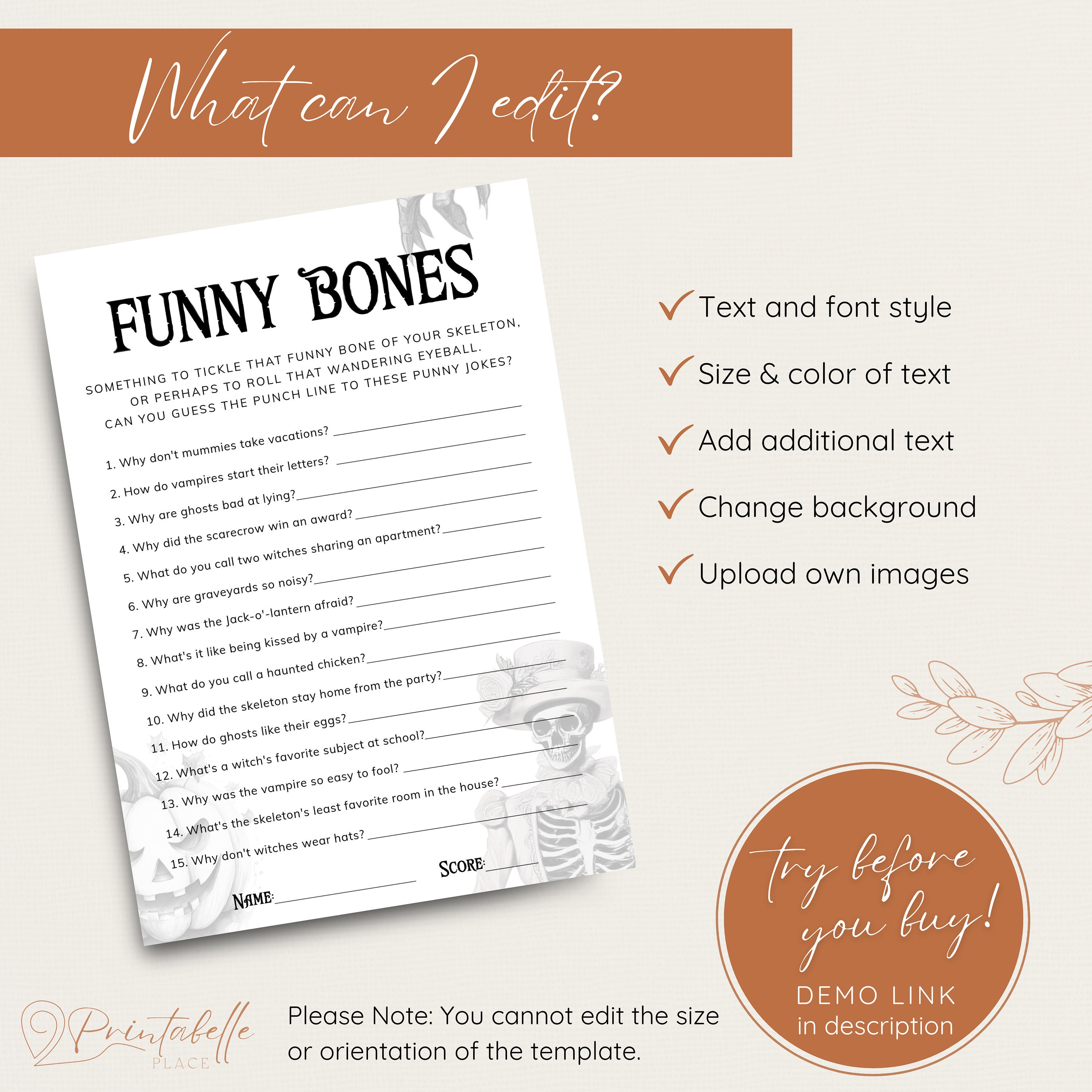Funny Bones Halloween Game, Spooky Jokes and Pun Quiz, Family Friendly ...