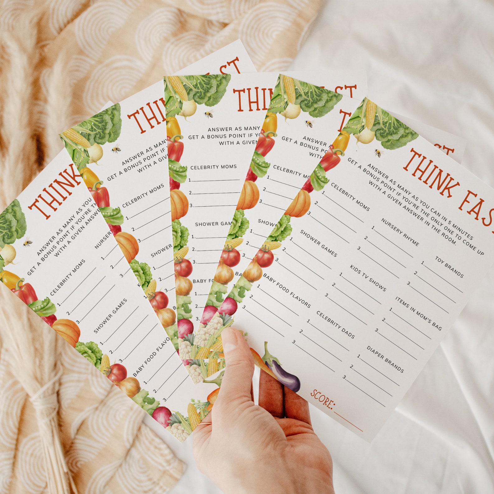 Locally Grown Think Fast Baby Shower Game, Quick Categories, Fun ...