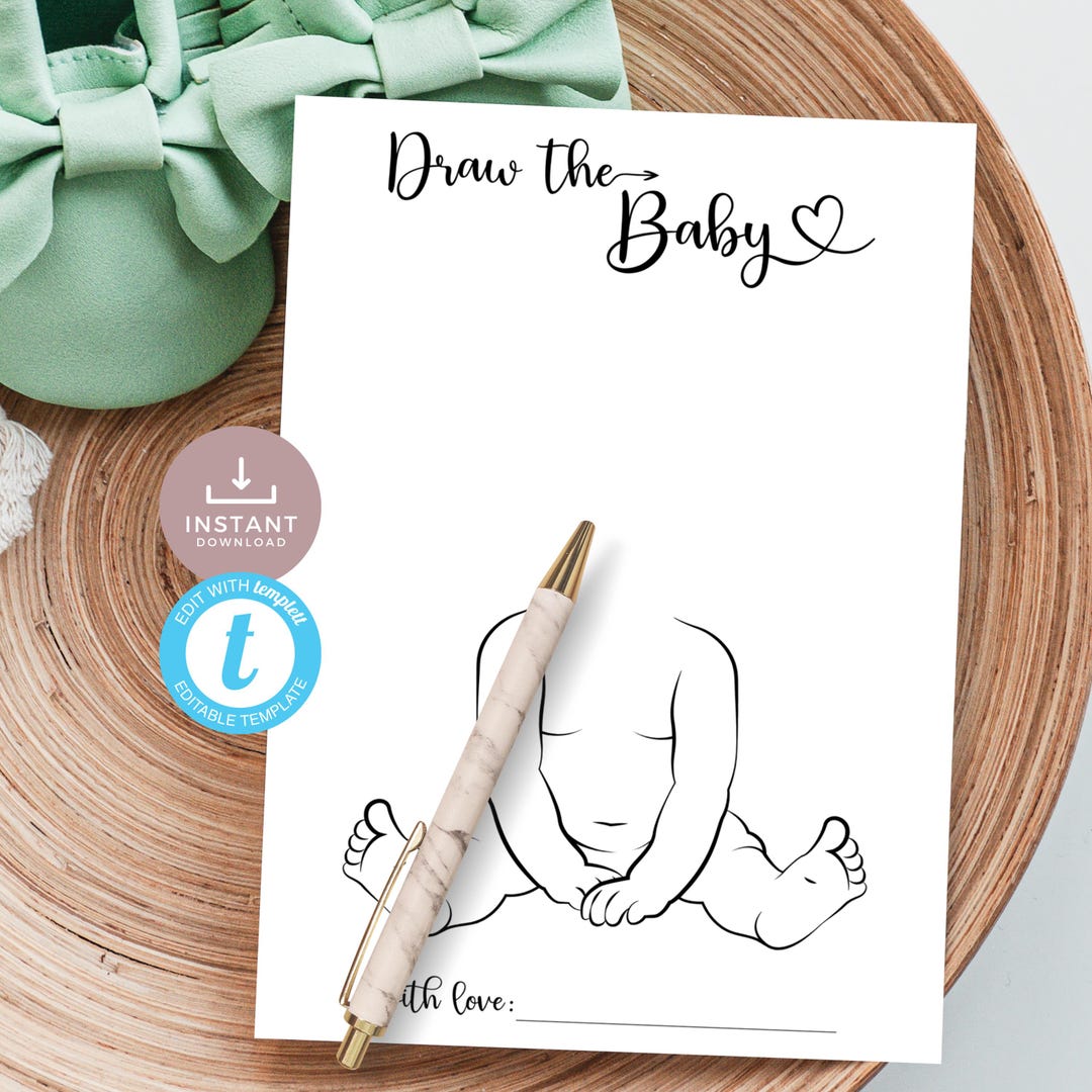 Draw the Baby Face Game, Baby Shower Game Simple, What Will Baby Look ...