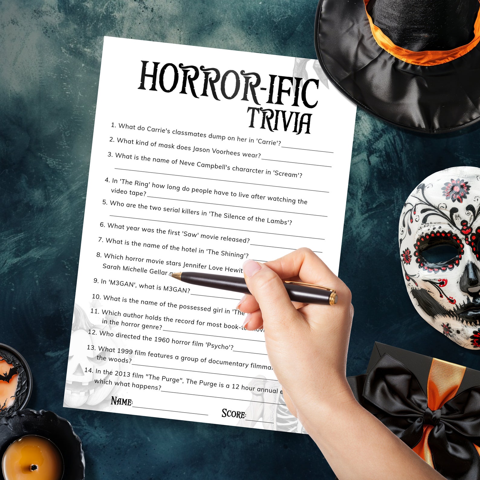 Horror Movie Trivia Quiz, Halloween Game for Teens and Adult Party ...