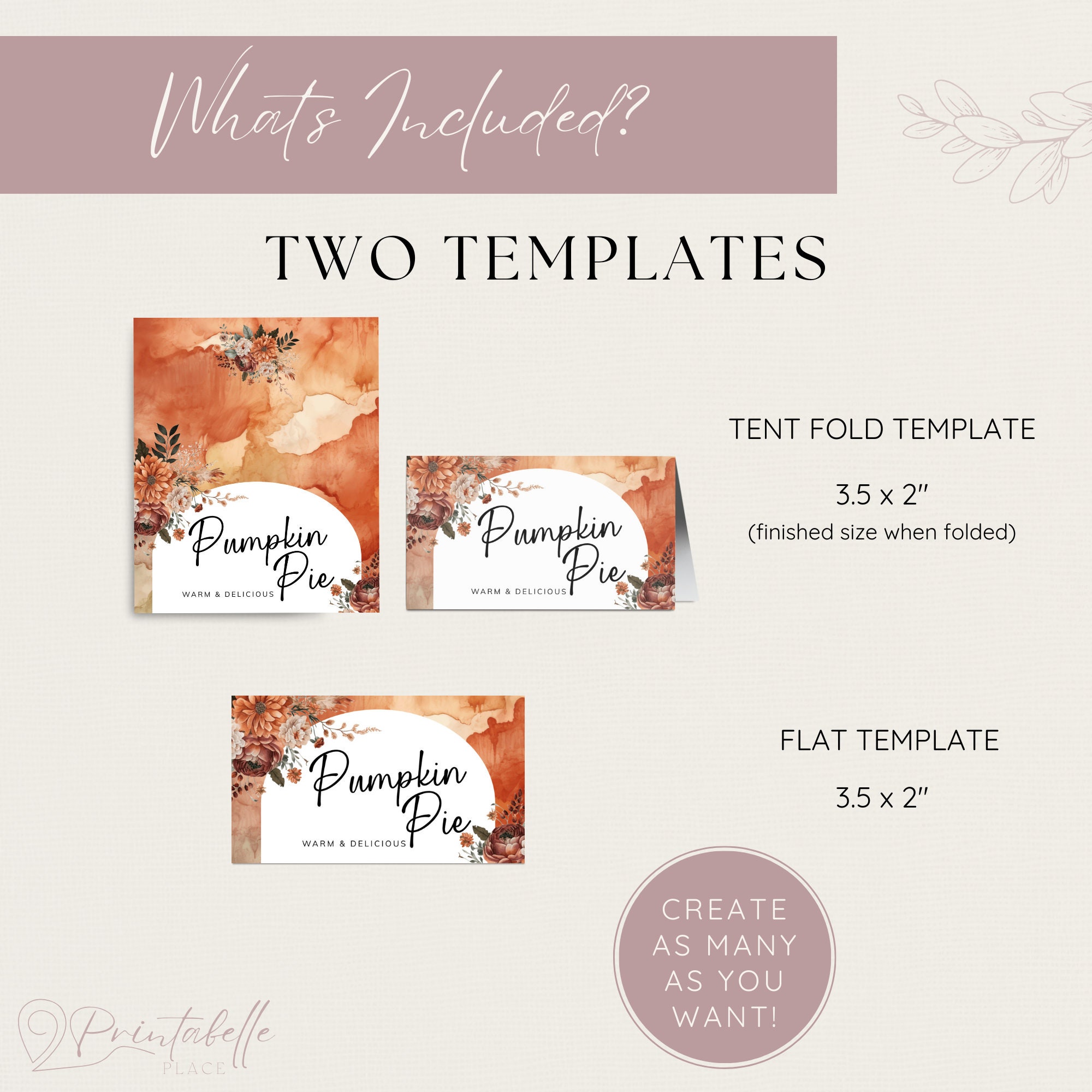 Terracotta Buffet Card Template, Fall Food Label Tent Fold, Burnt ...