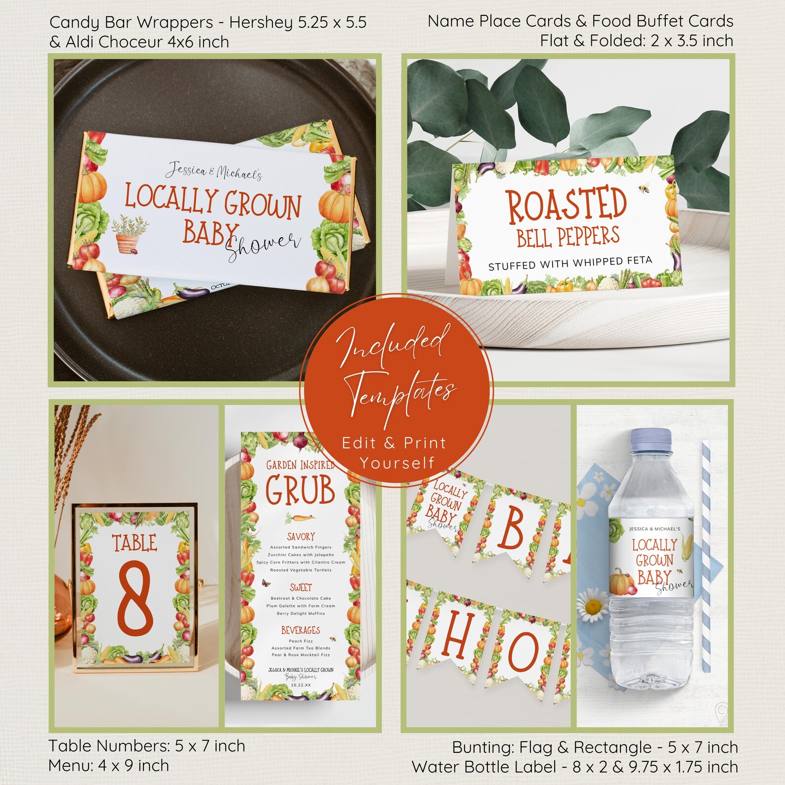Locally Grown Baby Shower Bundle, Bright Vegetable Garden Theme ...