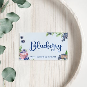 Blueberry Themed Buffet Card Template, Berry Sweet Food Name Place Card ...