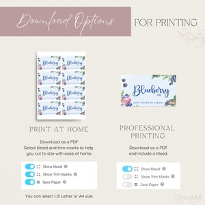 Blueberry Themed Buffet Card Template, Berry Sweet Food Name Place Card ...