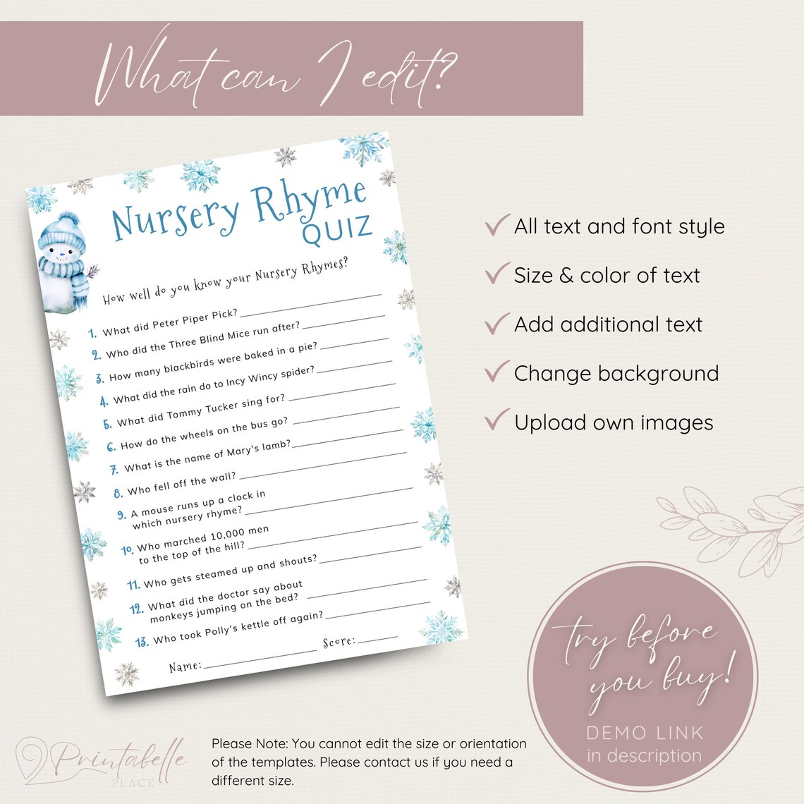 Snowflake Baby Shower Game Bundle, Winter Wonderland Activity, Dusty ...