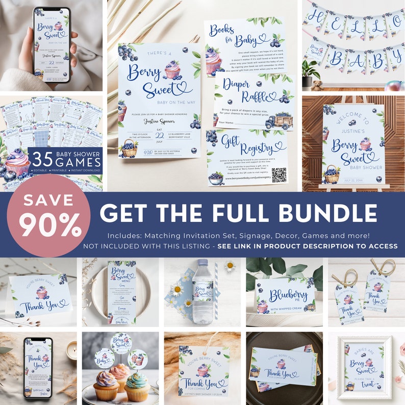 Blueberry Table Number Template, Berry Sweet Table Setting Decor, Fruit ...