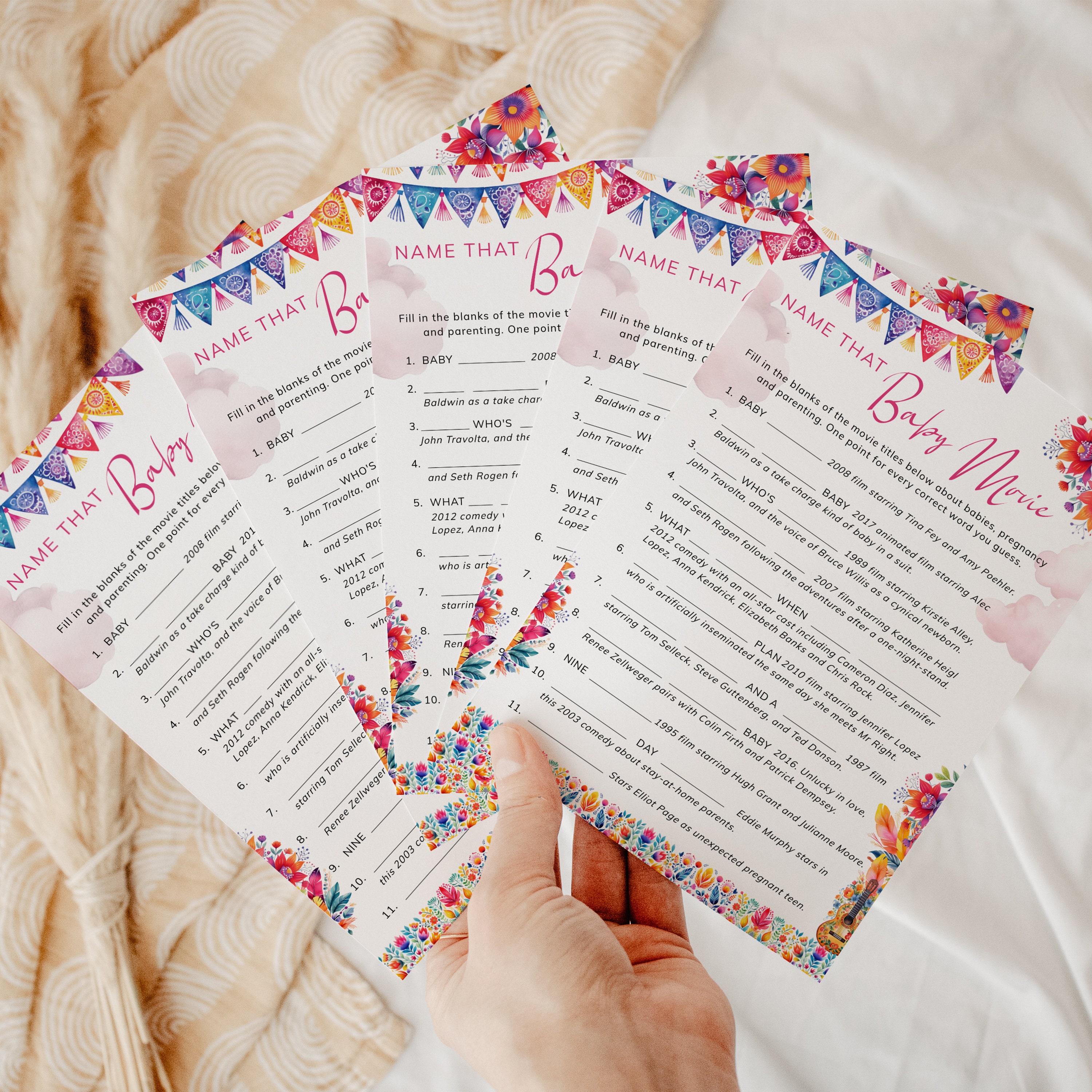 Cielito Lindo Name That Baby Movie Baby Shower Game, Fiesta Theme Film ...