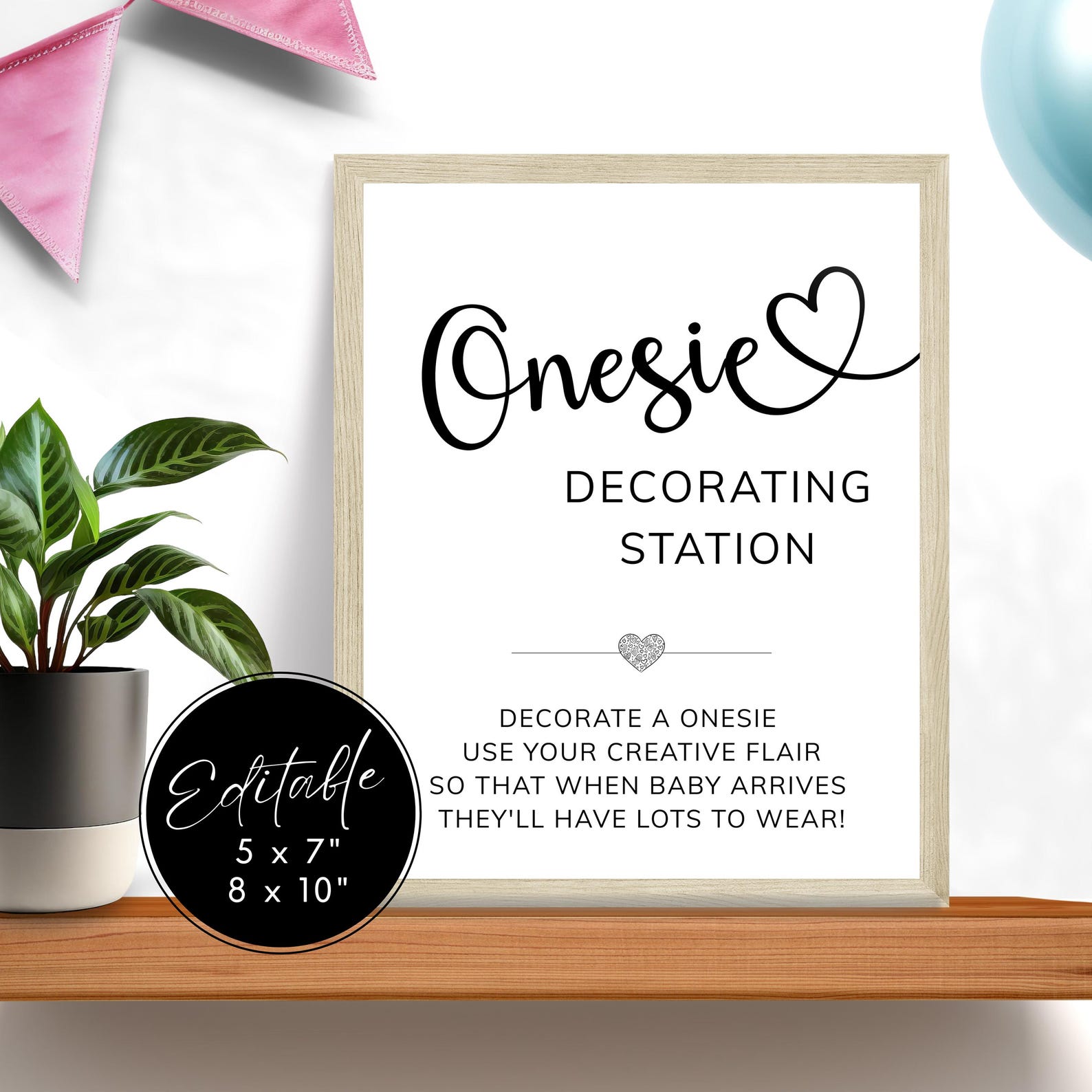 Decorate A Onesie Sign, Onesie Decorating Station Sign, Modern Baby ...