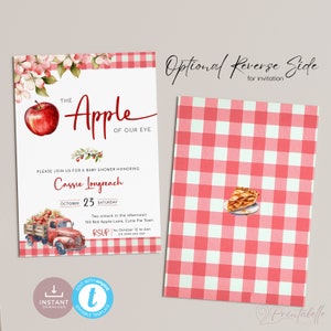 Apple of Our Eye Baby Shower Invitation Bundle: Red Gingham Theme ...