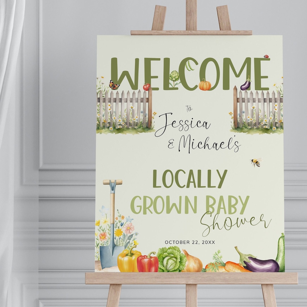 Locally Grown Baby Shower Welcome Sign for Your Farmers Market Theme ...