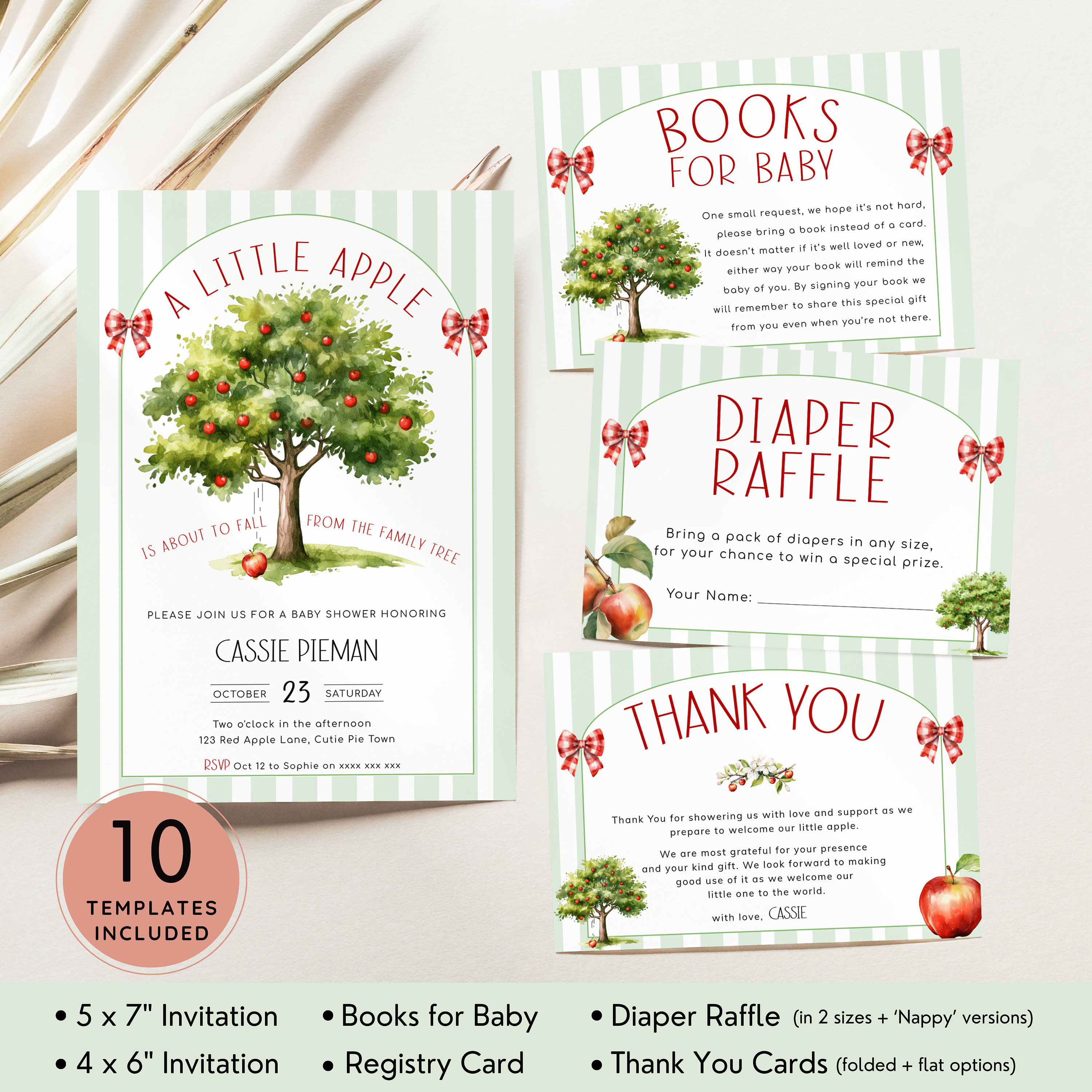 Apple Baby Shower Invitation Bundle, Little Apple is About to Fall From ...