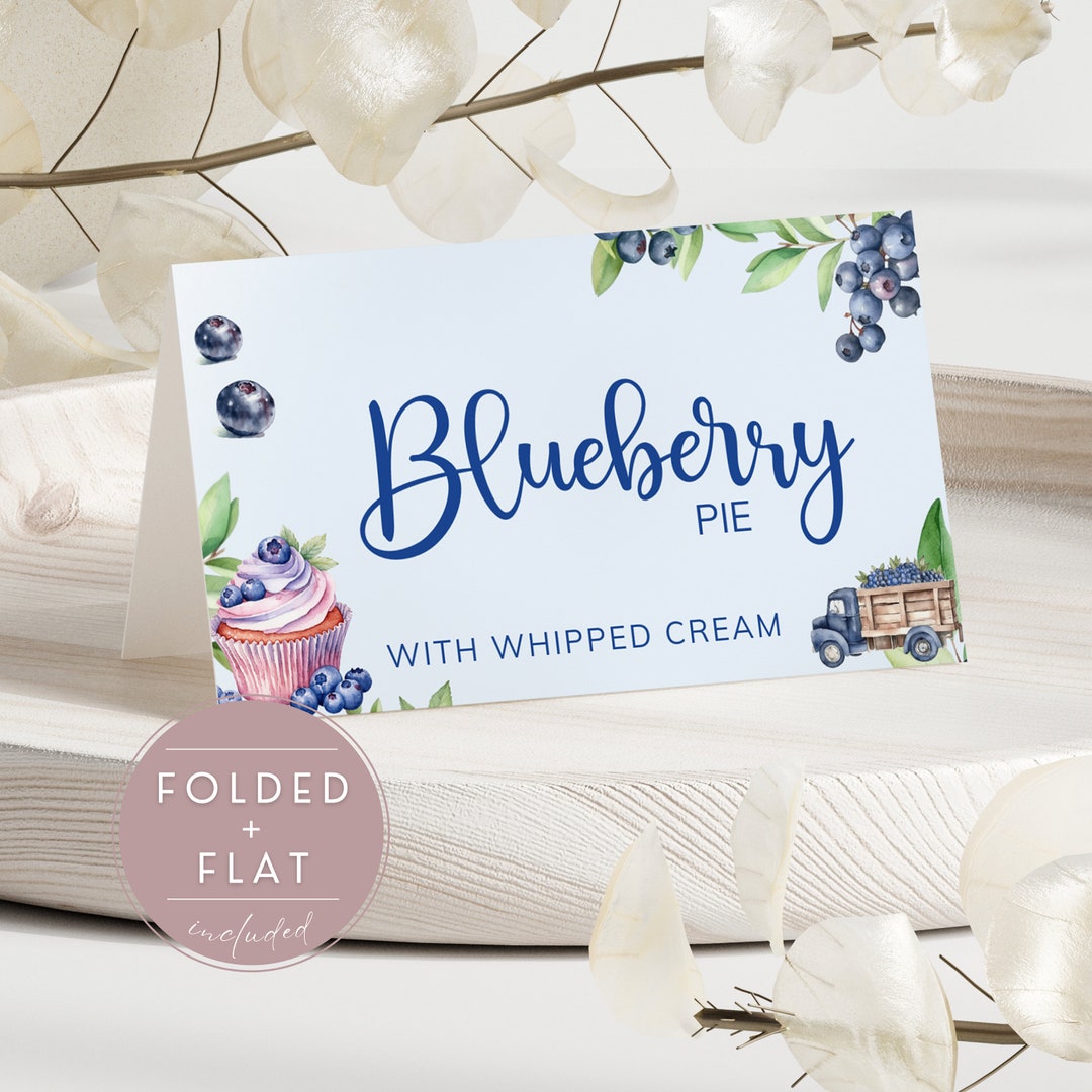 Blueberry Themed Buffet Card Template, Berry Sweet Food Name Place Card ...