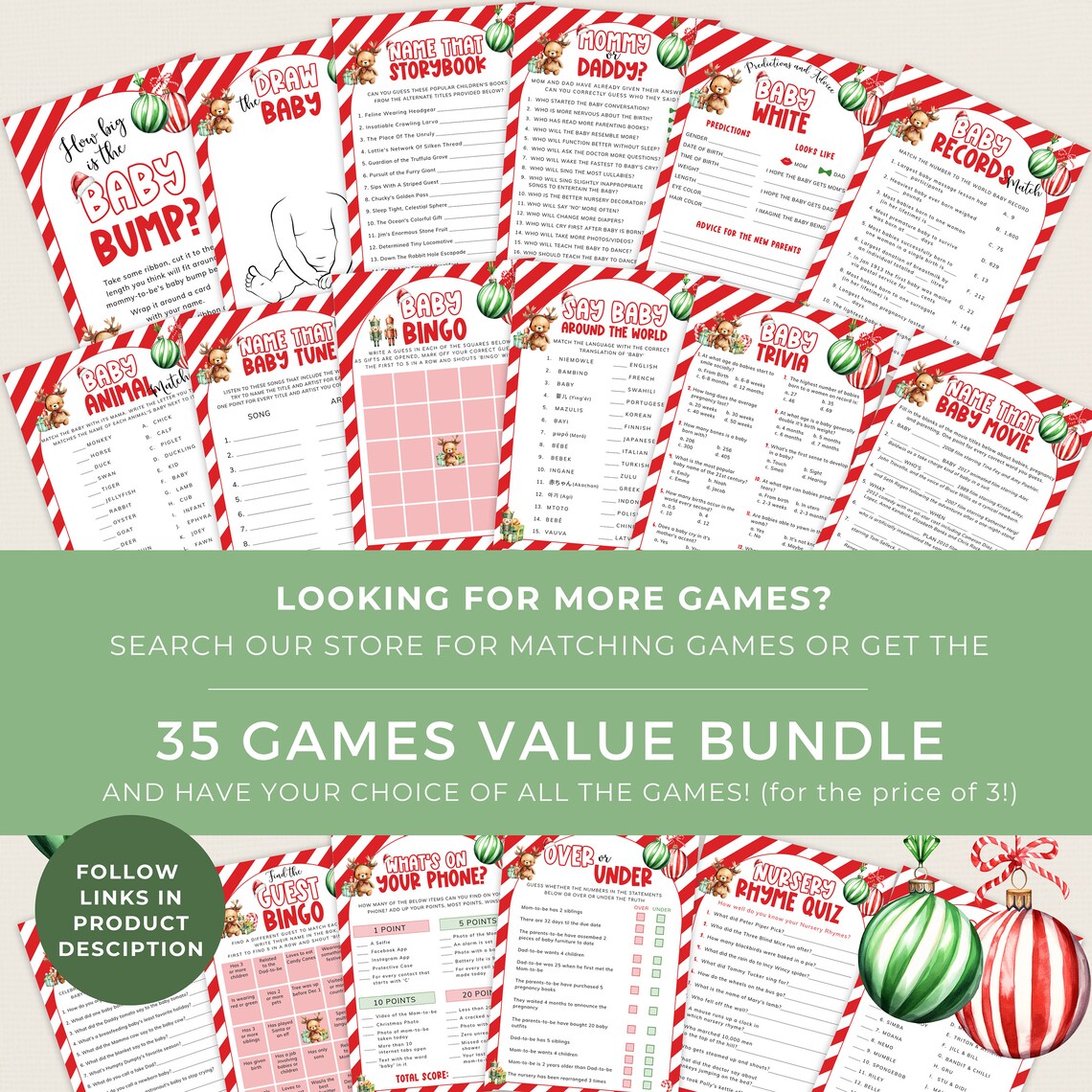 Merry Little Pacifier Hunt Game Sign, Christmas Baby Shower Games, Find ...