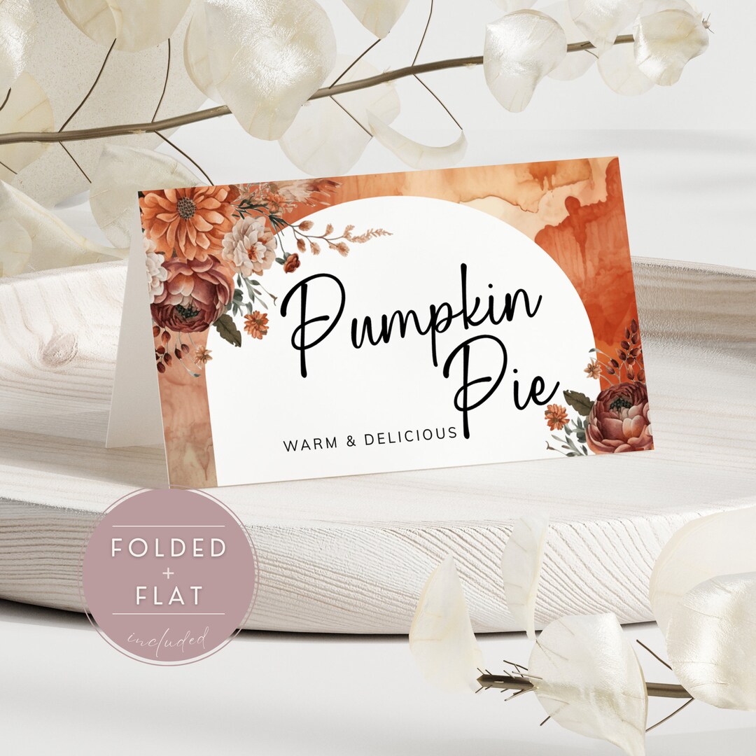 Terracotta Buffet Card Template, Fall Food Label Tent Fold, Burnt ...