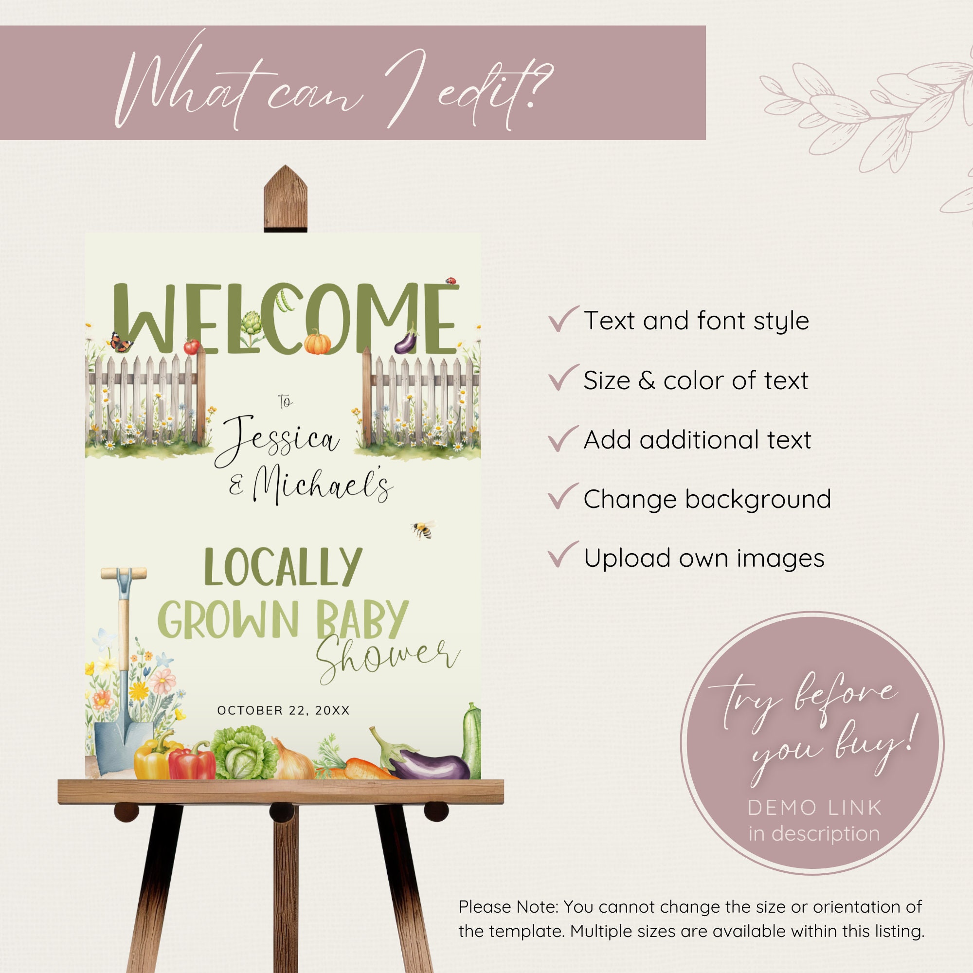 Locally Grown Baby Shower Welcome Sign for Your Farmers Market Theme ...