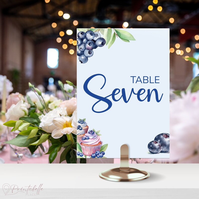 Blueberry Table Number Template, Berry Sweet Table Setting Decor, Fruit ...