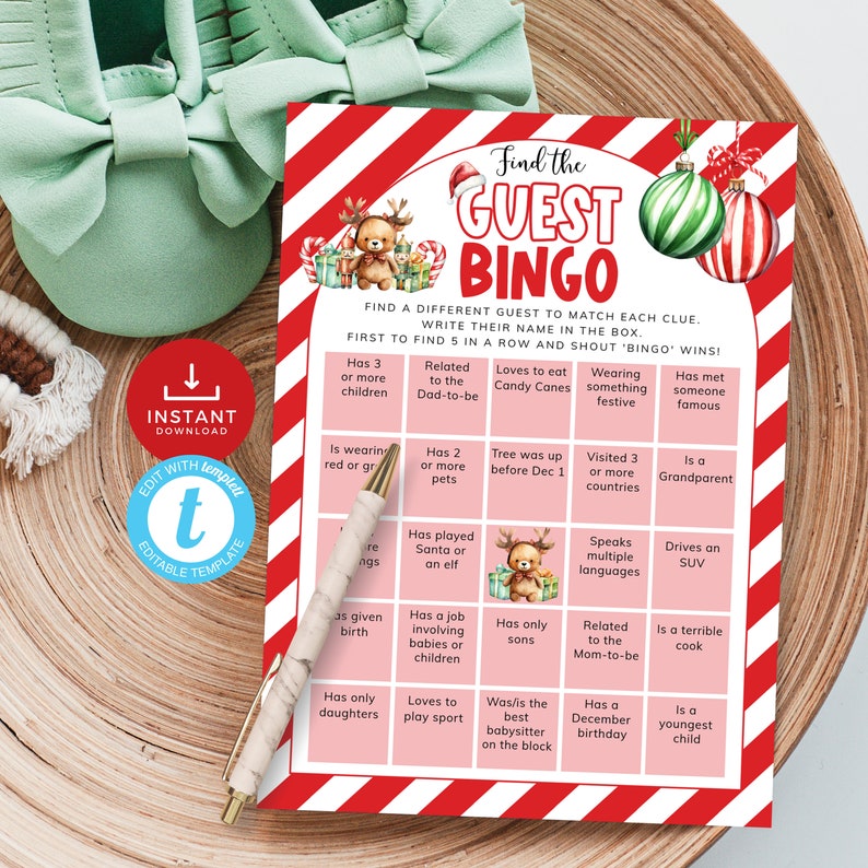Merry Little Baby Bingo, Christmas Meet the Guest Game, Candy Cane Find ...