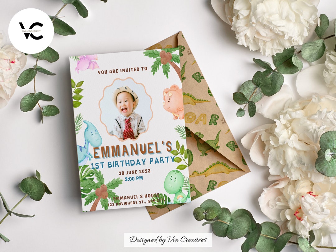 Editable T-Rex Invitation Boy, Invitación de cumpleaños de dinosaurio ...