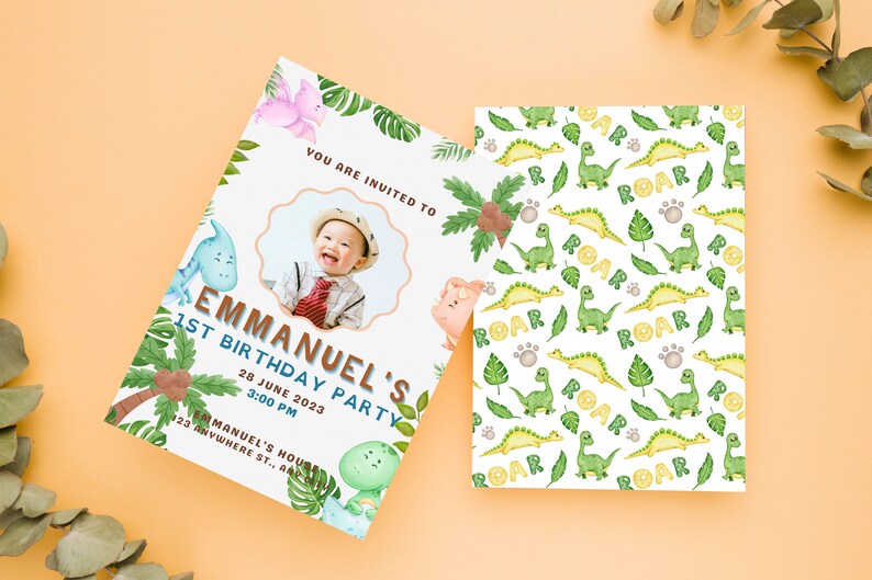 Editable T-Rex Invitation Boy, Invitación de cumpleaños de dinosaurio ...