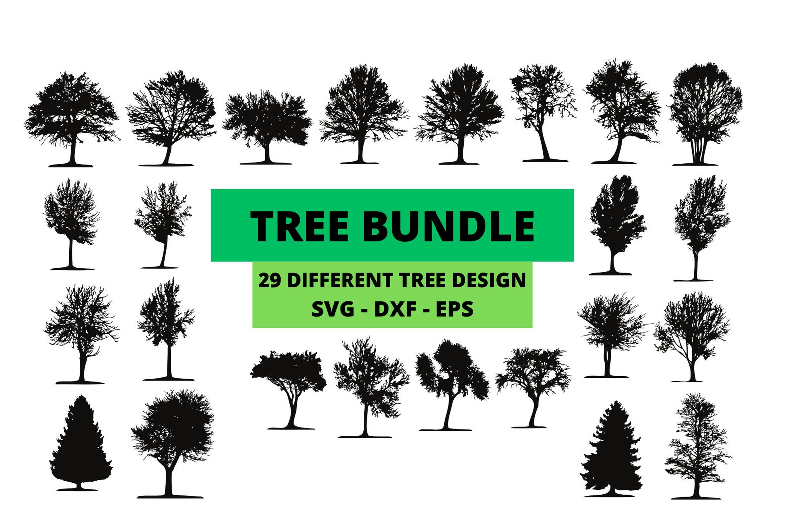 TREE SVG BUNDLE, Tree Silhouette Bundle, Tree Cut Files, Vector Art ...