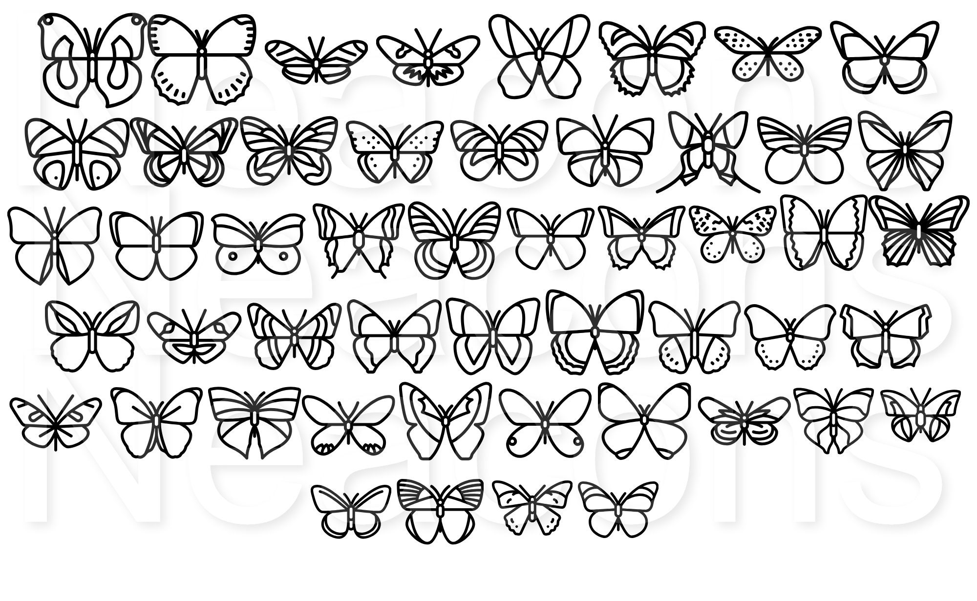 Butterfly Outline Svg Bundle 50 Different Outlined Butterflies Svg ...