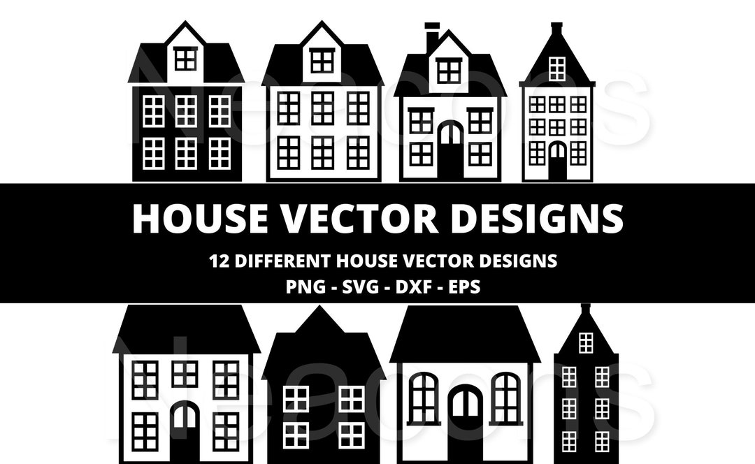 Christmas House Building Icons Black and White Vector Design Svg Dxf ...