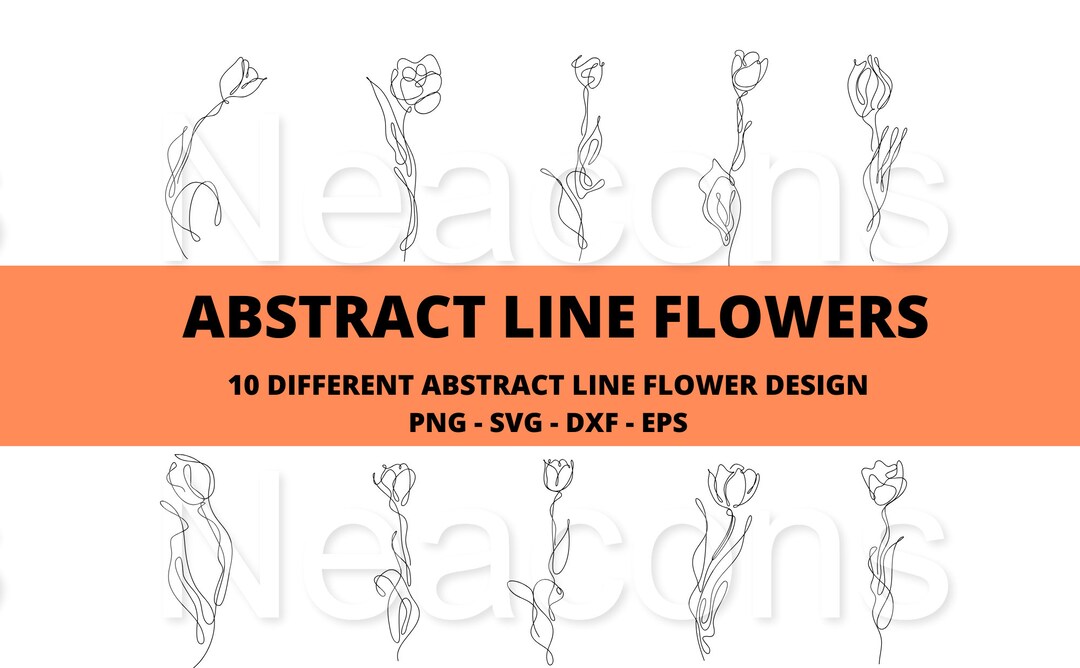Abstract Line Flower Design 10 Different Line Flower Vector Art Svg Dxf ...