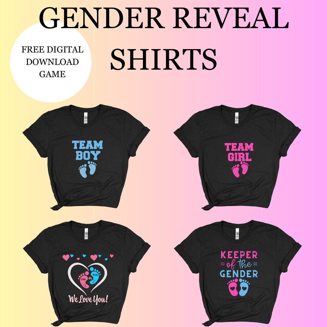 Gender Reveal Shirts, Gender Real Favors, Team Boy, Team Girl, Blue and ...