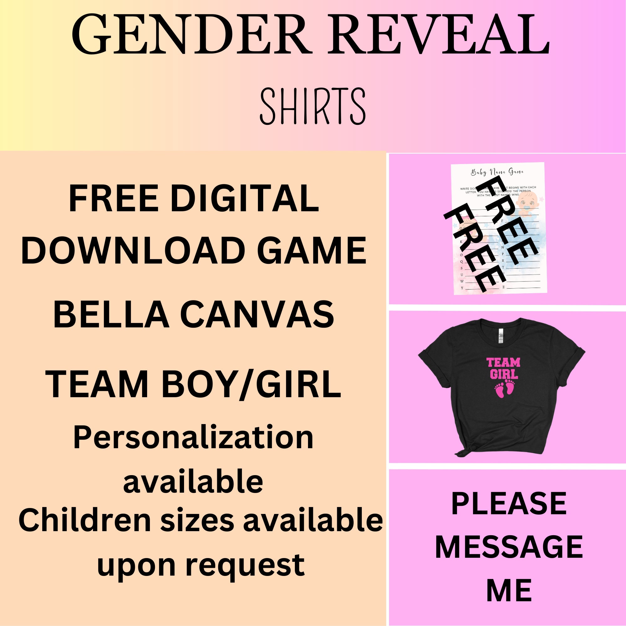 Gender Reveal Shirts, Gender Real Favors, Team Boy, Team Girl, Blue and ...