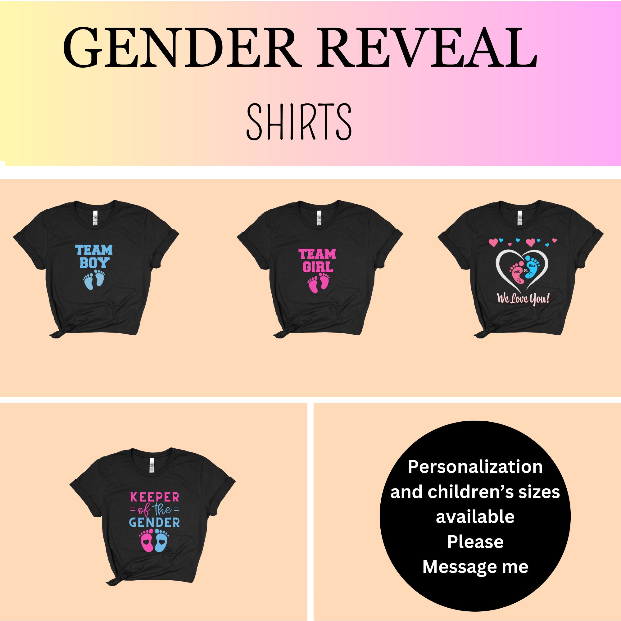 Gender Reveal Shirts, Gender Real Favors, Team Boy, Team Girl, Blue and ...