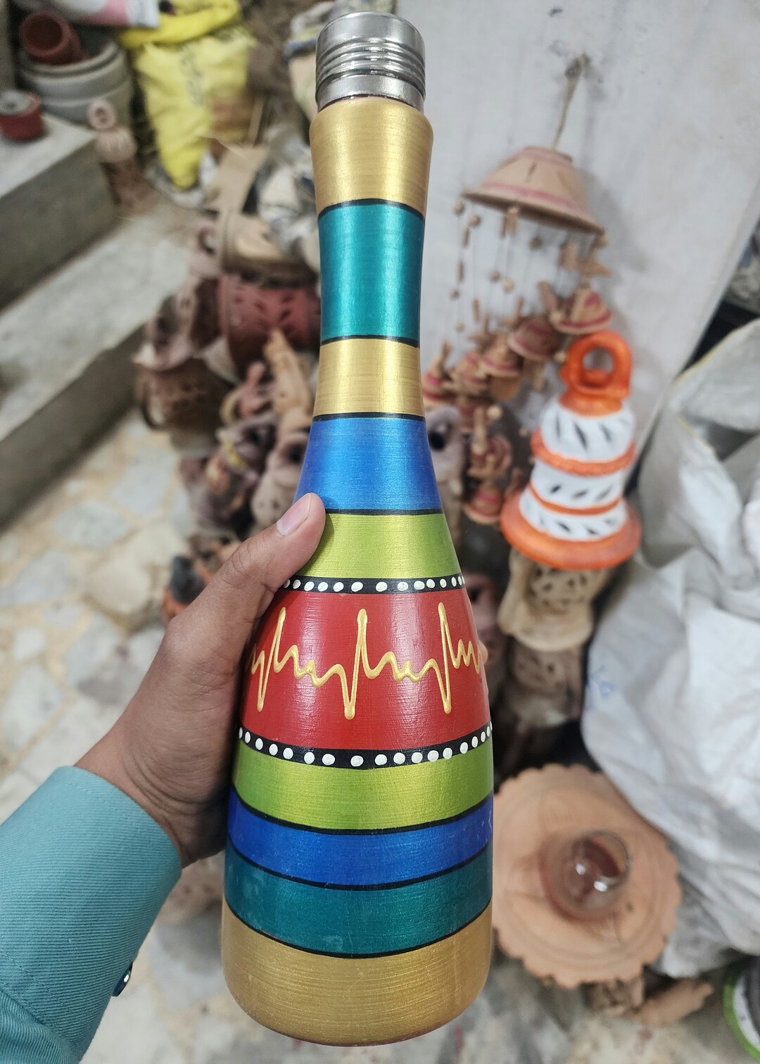 Handmade Organic Water Bottle/ Handmade Clay Water Bottle, 800ml/ 100 % ...