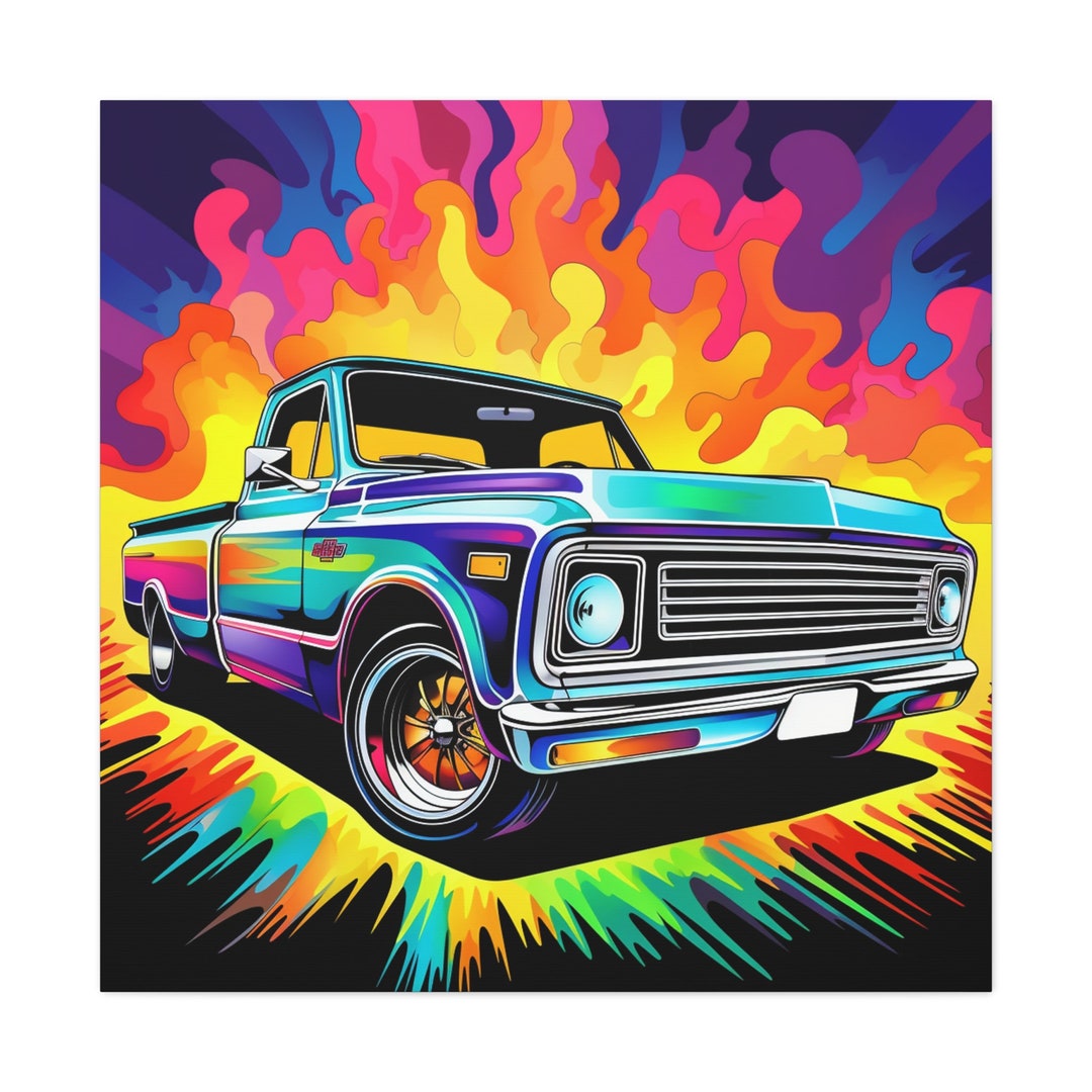 1967 Chevrolet C10 in A Colorful Art Style Wall Canvas - Etsy