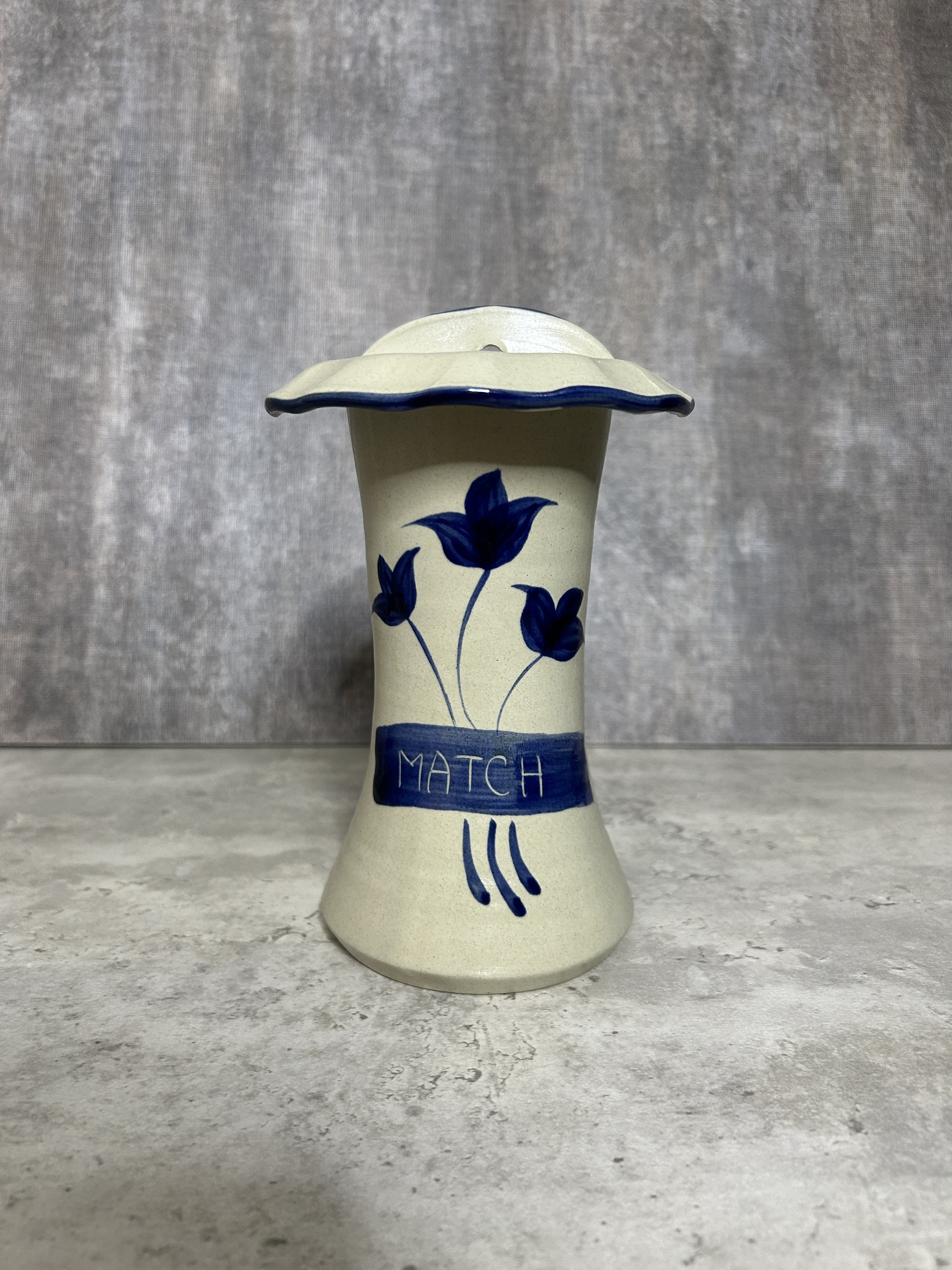 VINTAGE 1990s Williamsburg Pottery Match Holder Wall Mount Stoneware ...