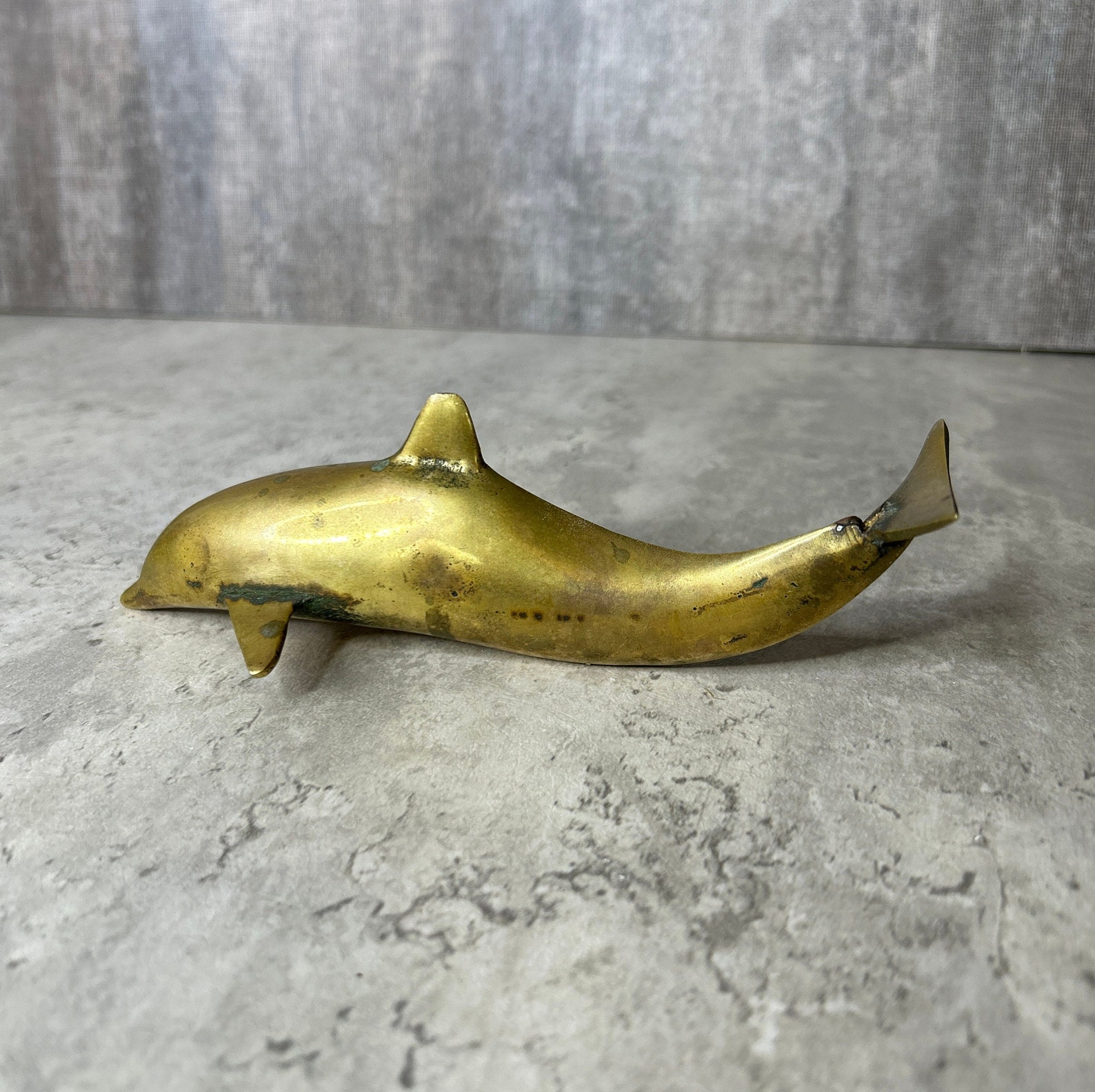 VINTAGE Brass Dolphin Figurines Set of 2 Boho Home Bookshelf Decor ...