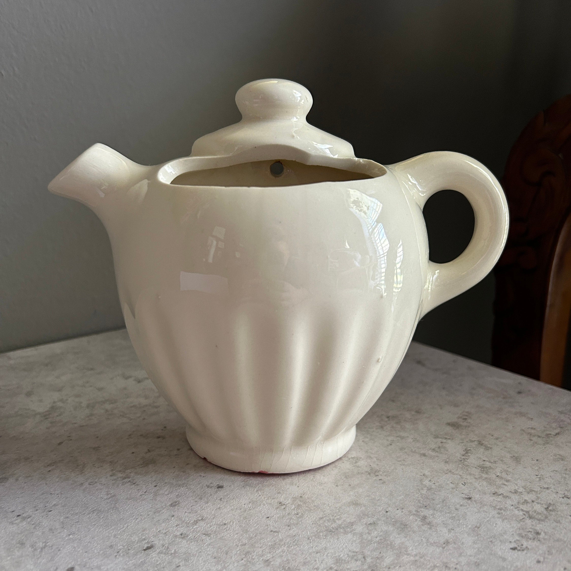 VINTAGE Morton Pottery White Ceramic Teapot Wall Pocket Planter - Etsy