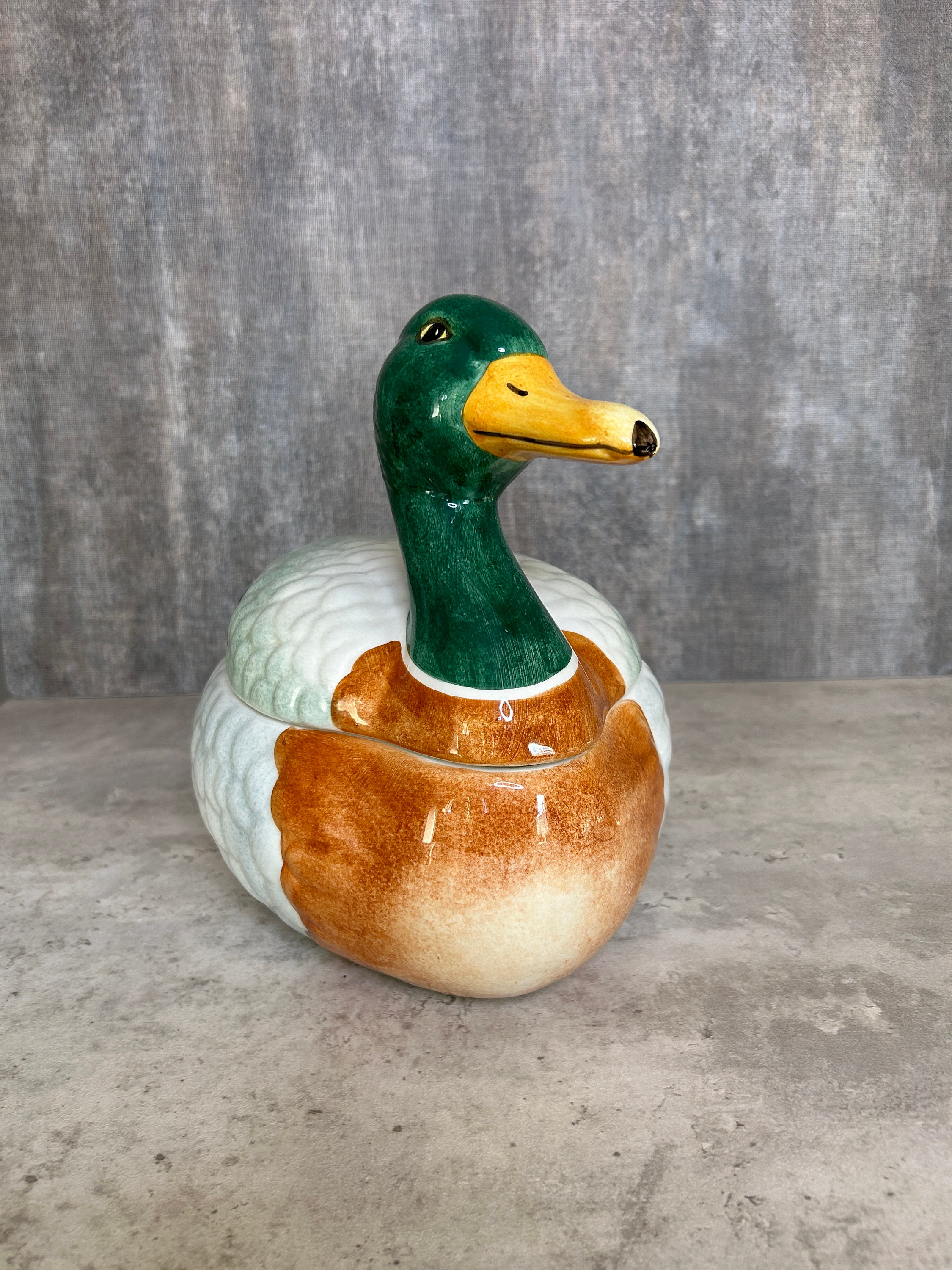 VINTAGE 1980s Neiman Marcus Mallard Duck Soup Tureen Hand Painted Made ...