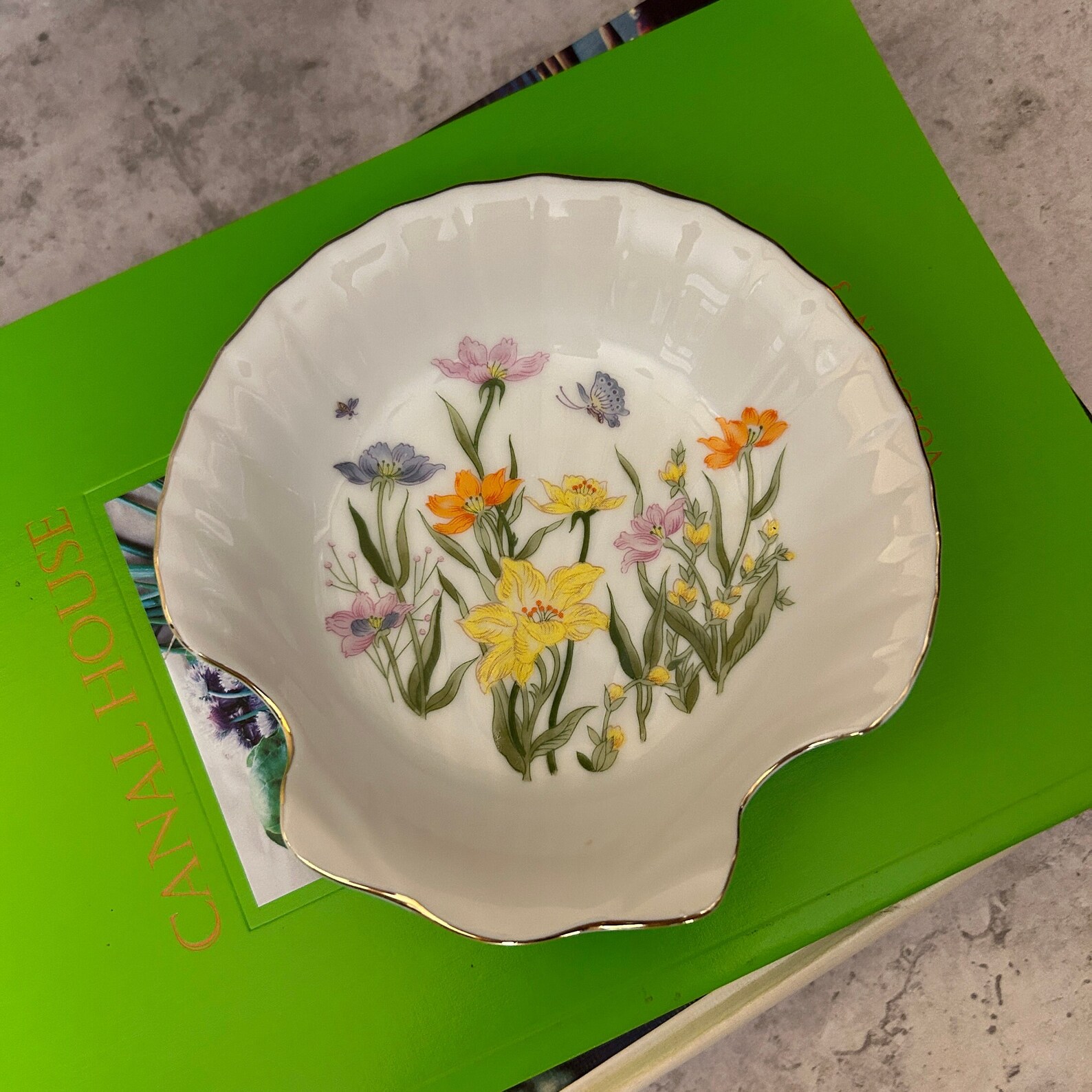 VINTAGE Ben Rickert Japan Floral Beauty Shell Trinket Dish Soap Dish ...