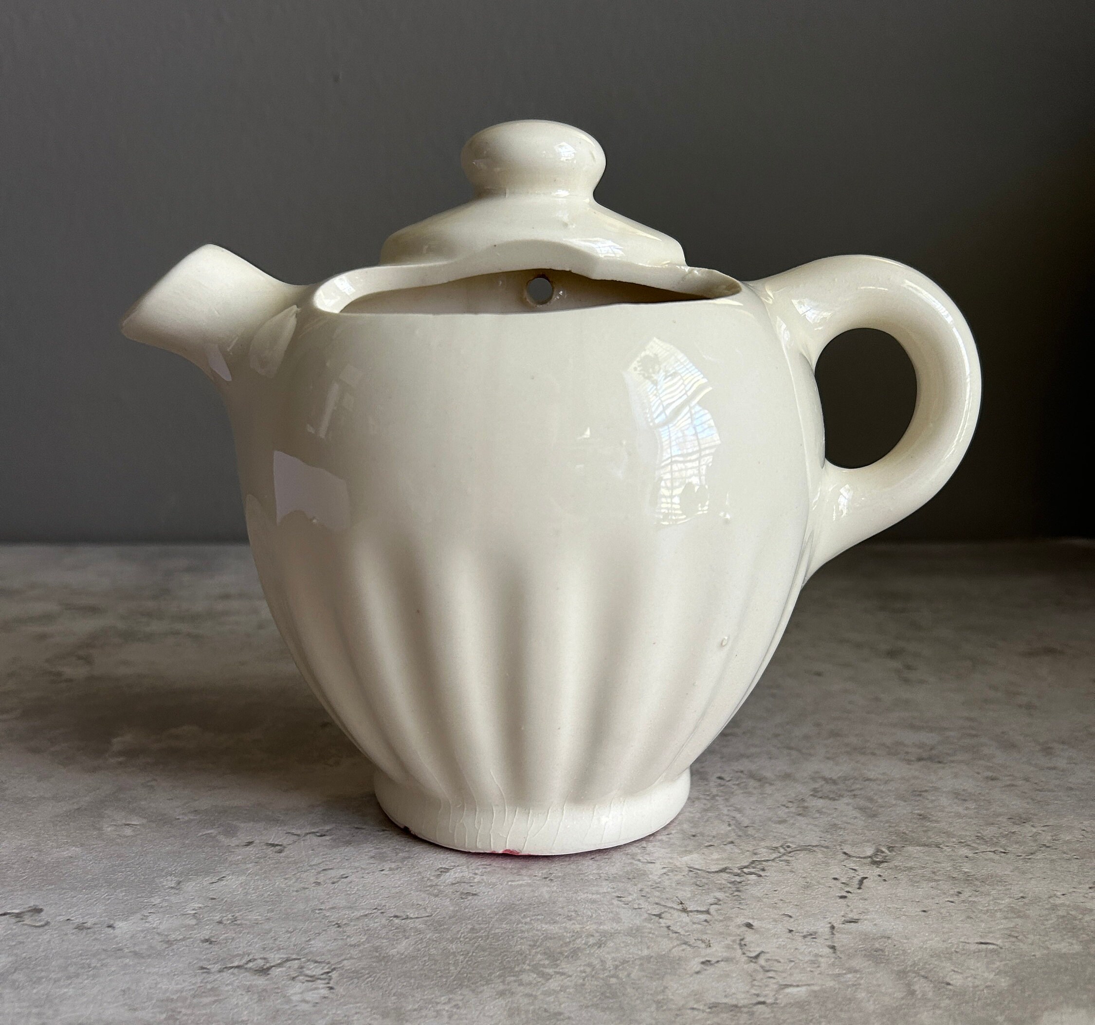 VINTAGE Morton Pottery White Ceramic Teapot Wall Pocket Planter - Etsy