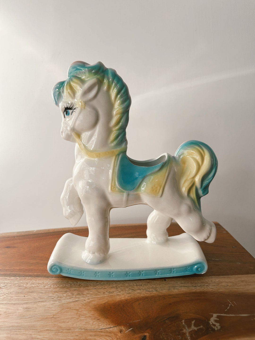 VINTAGE Ceramic Rocking Horse Planter Coquette Room Decor Whimsical ...