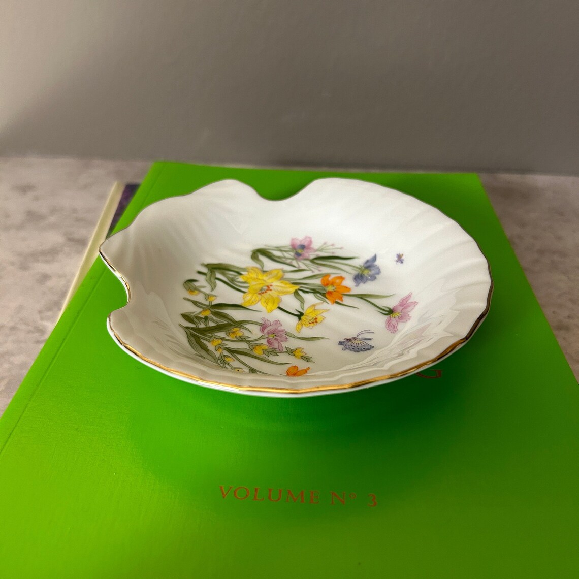 VINTAGE Ben Rickert Japan Floral Beauty Shell Trinket Dish Soap Dish ...