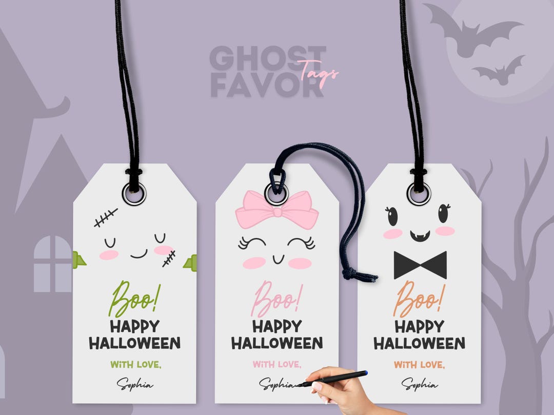 Halloween Cute Gift Tag Printable, Spooky Ghost Trick or Treat Party ...